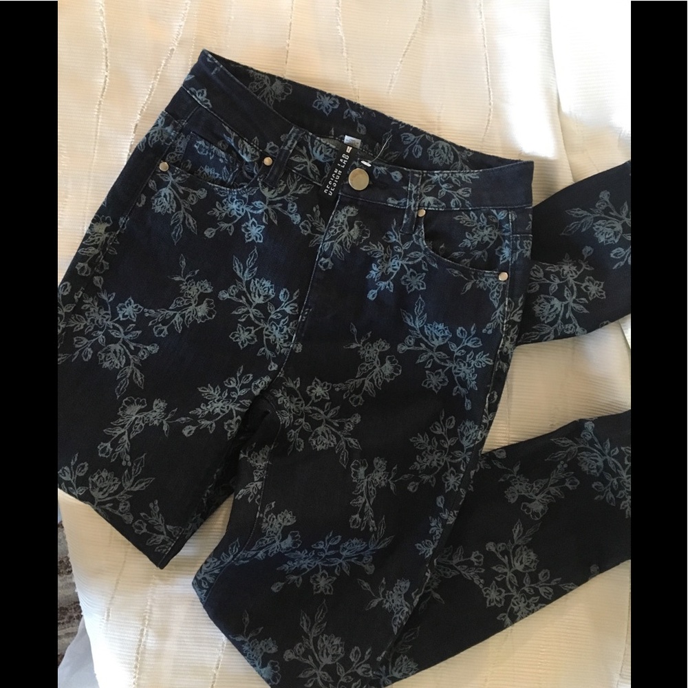 Design Lab Floral Design Denim Jeans - Gem